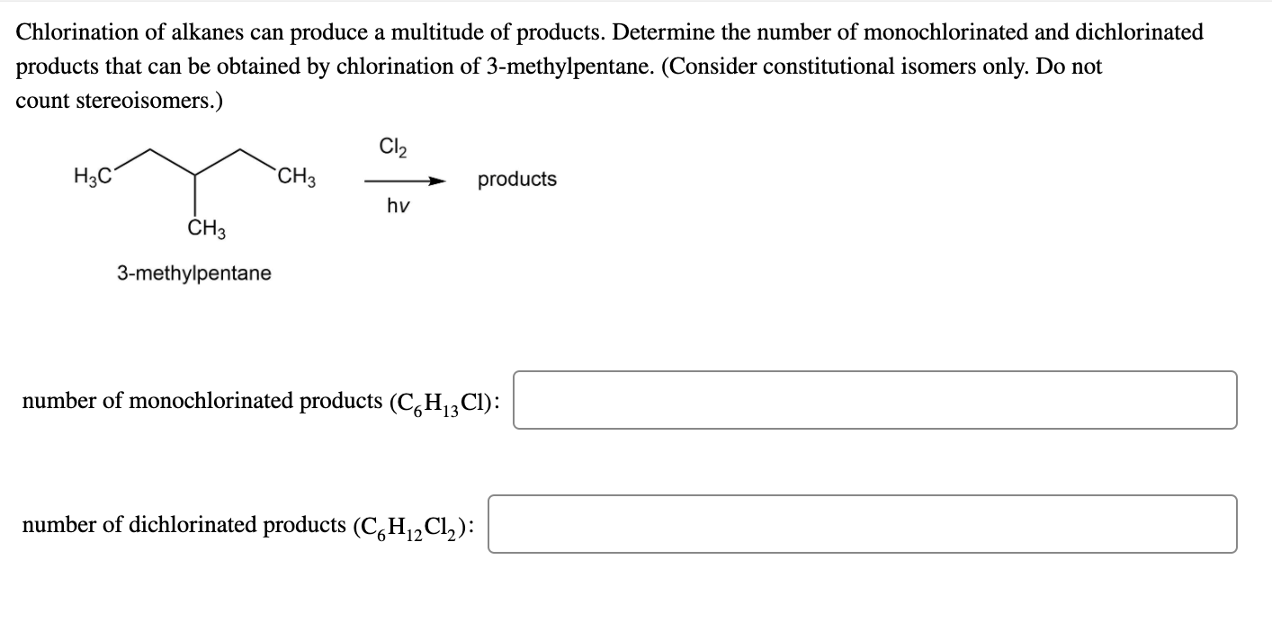 Solved Chlorination of alkanes can produce a multitude of | Chegg.com