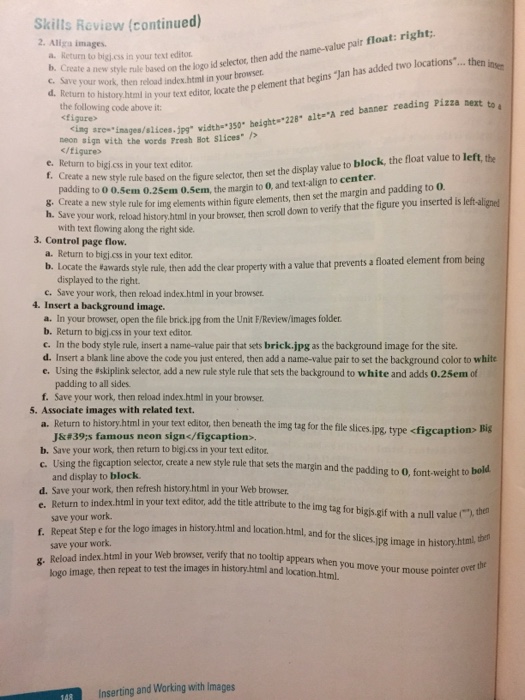 Skills Review 1. Insert images. your text editor, | Chegg.com