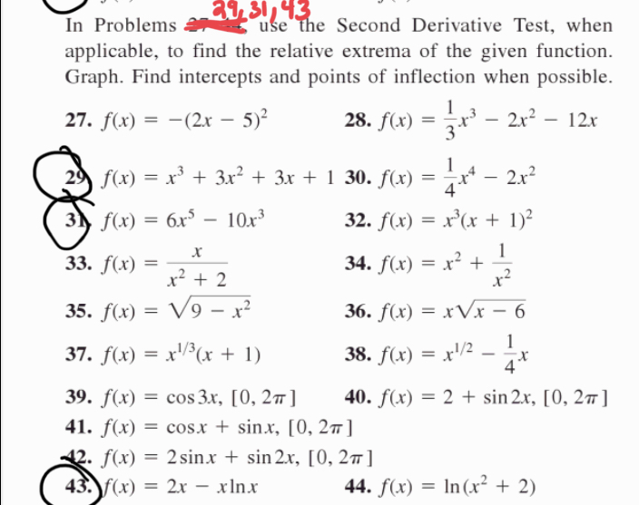 In Problems use the Second Derivative Test, when | Chegg.com