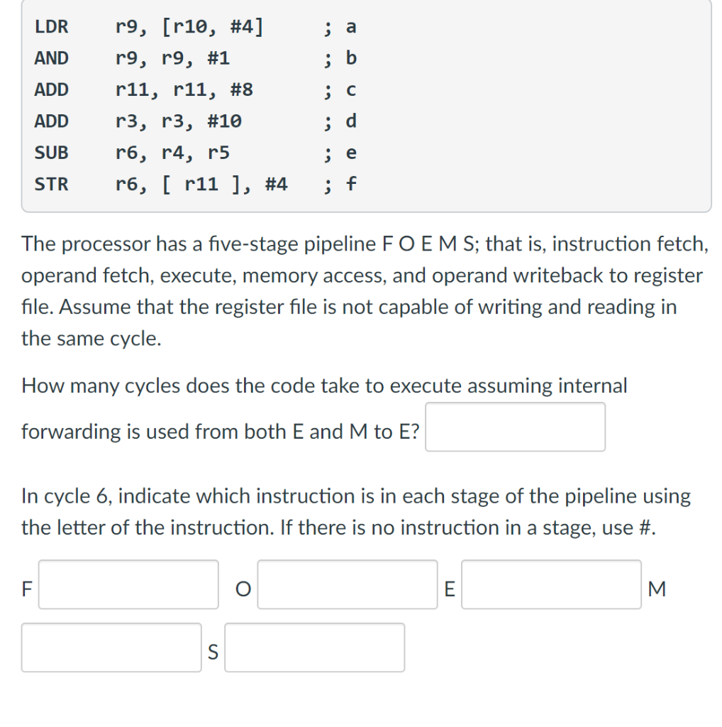 LDR ; а AND ; b ADD ; с r9, [r10, #4] r9, r9, #1 r11, | Chegg.com