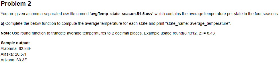 You are given a comma-separated csv file named 'avg | Chegg.com