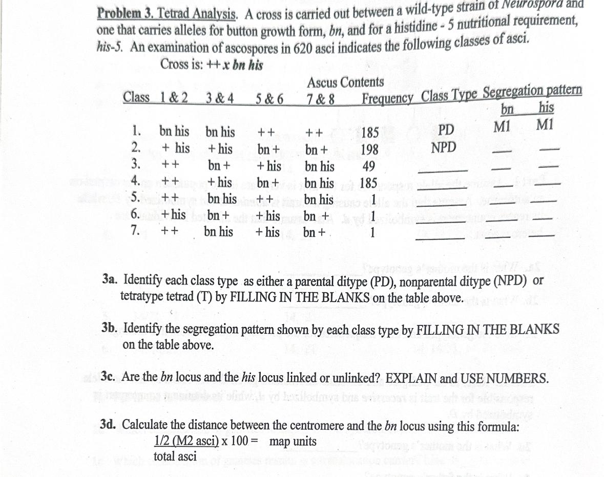 Solved Problem 3. Tetrad Analysis. A cross is carried out | Chegg.com