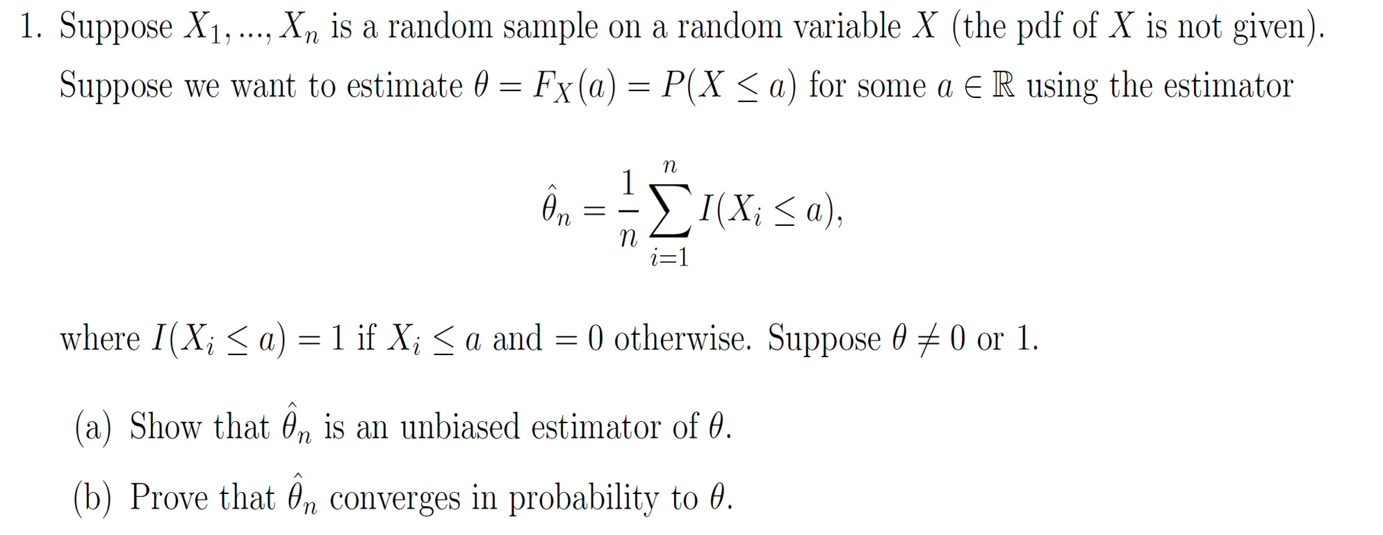 Solved 1. Suppose X1, ..., Xn is a random sample on a random | Chegg.com