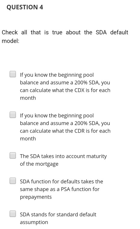 Solved QUESTION 4 Check all that is true about the SDA | Chegg.com