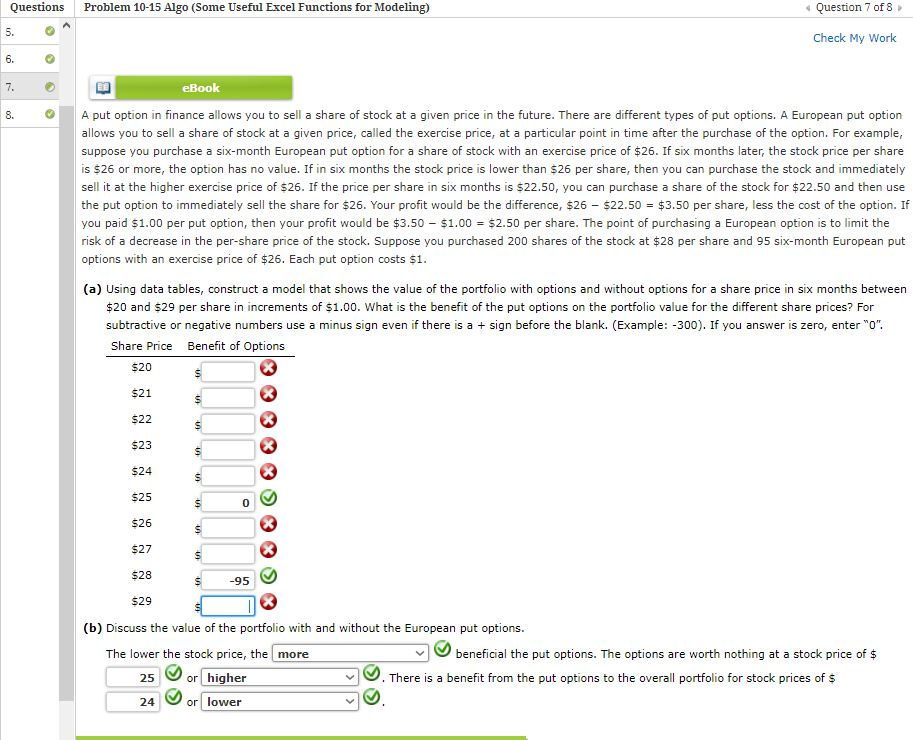 Solved Questions Problem 10 15 Algo Some Useful Excel 