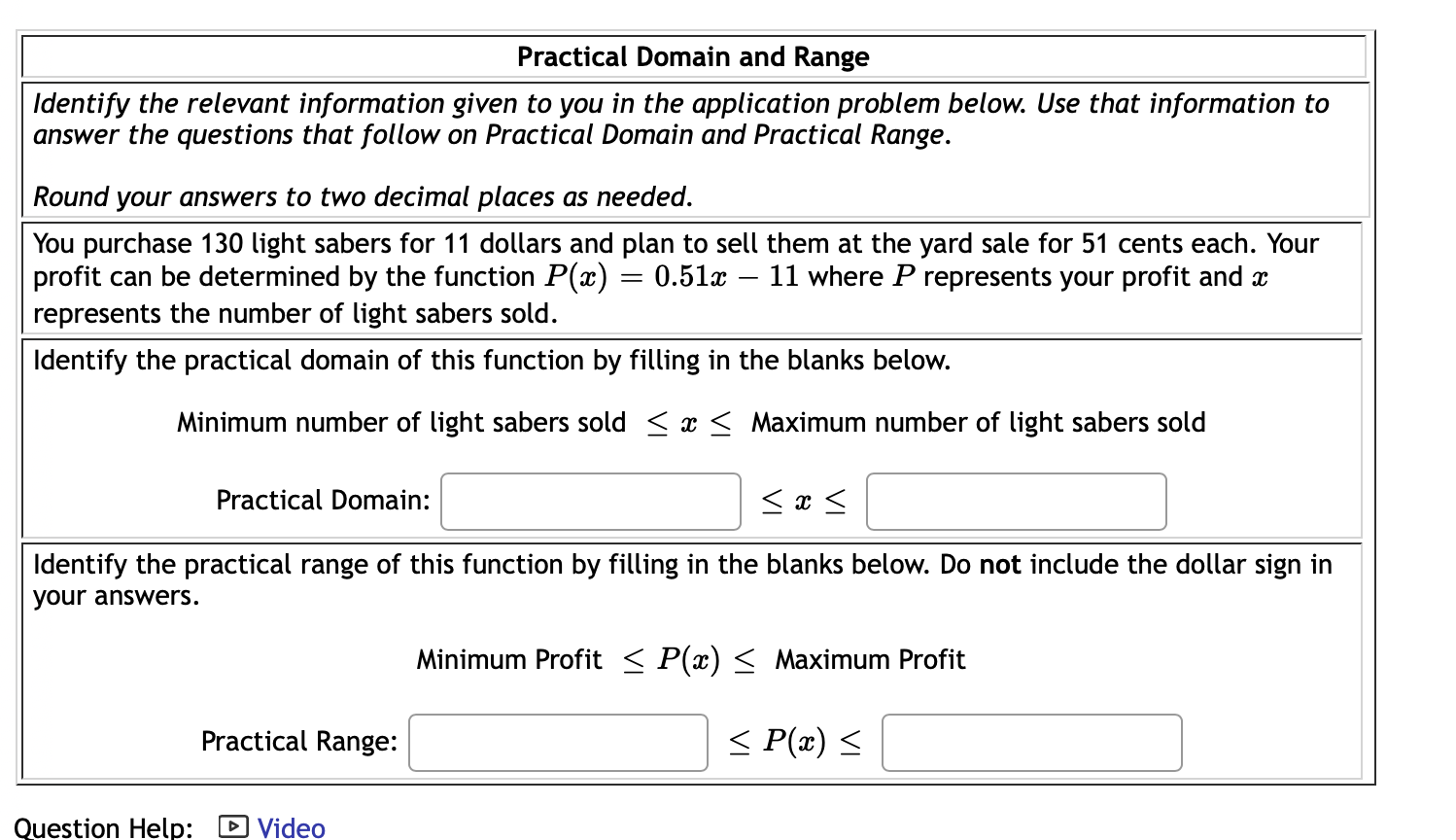 Solved Practical Domain and Range Identify the relevant | Chegg.com