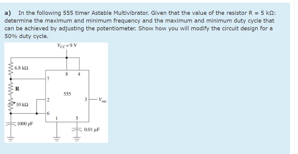 a) ﻿In the following 555 ﻿timer Astable | Chegg.com