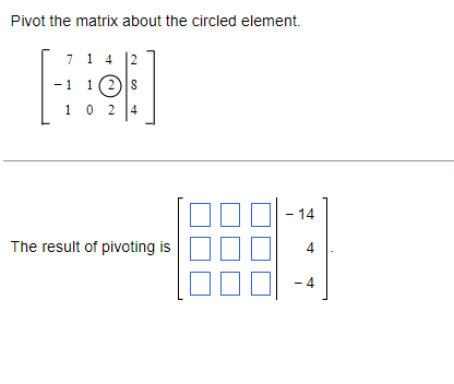 Solved Pivot the matrix about the circled element. | Chegg.com