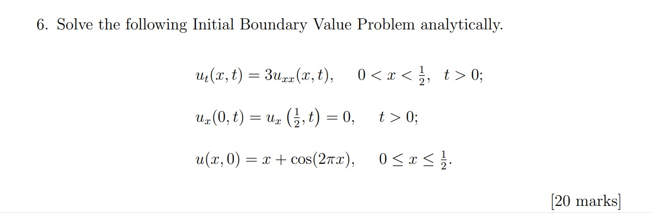Solved 6. Solve the following Initial Boundary Value Problem | Chegg.com