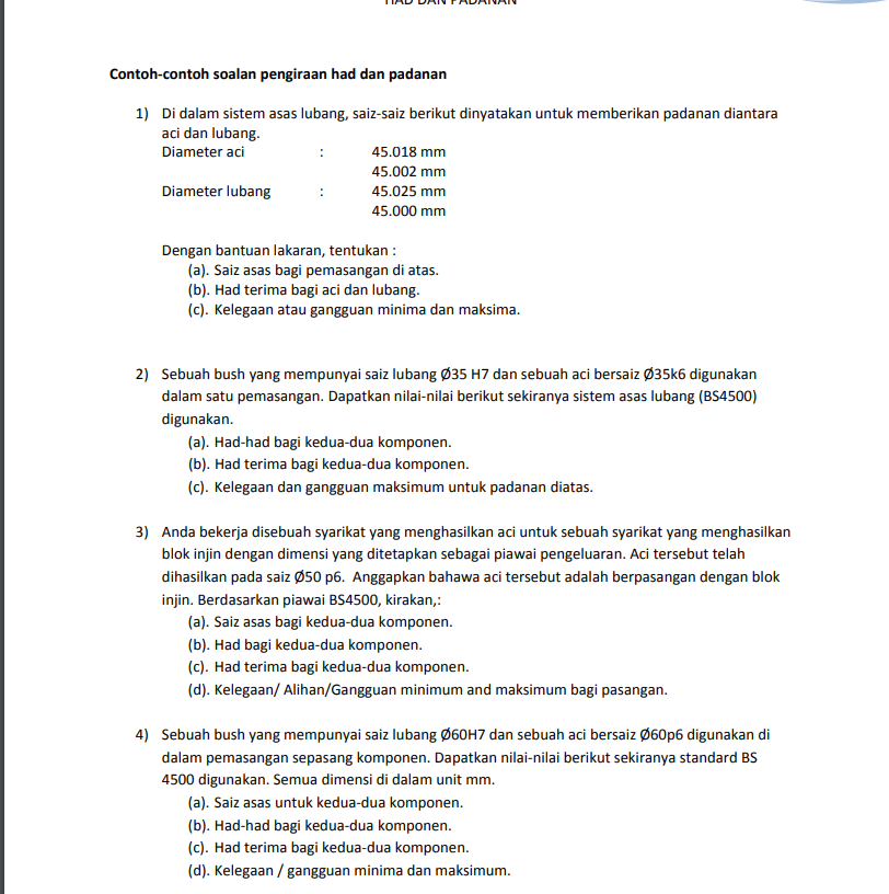Contoh-contoh soalan pengiraan had dan padanan 1) Di | Chegg.com