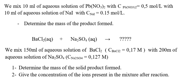 Solved We mix 10ml of aqueous solution of Pb(NO3)2 with | Chegg.com
