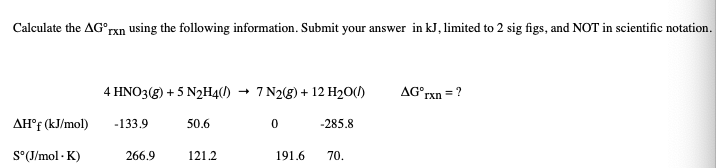 Solved Calculate the AG rxn using the following information. | Chegg.com