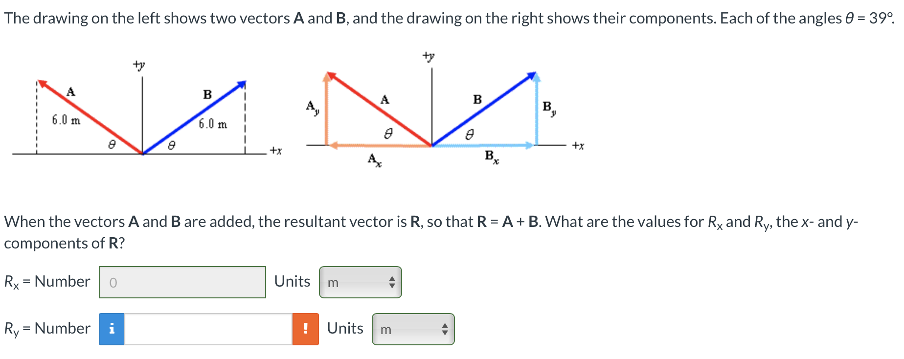 Solved The drawing on the left shows two vectors A and B, | Chegg.com