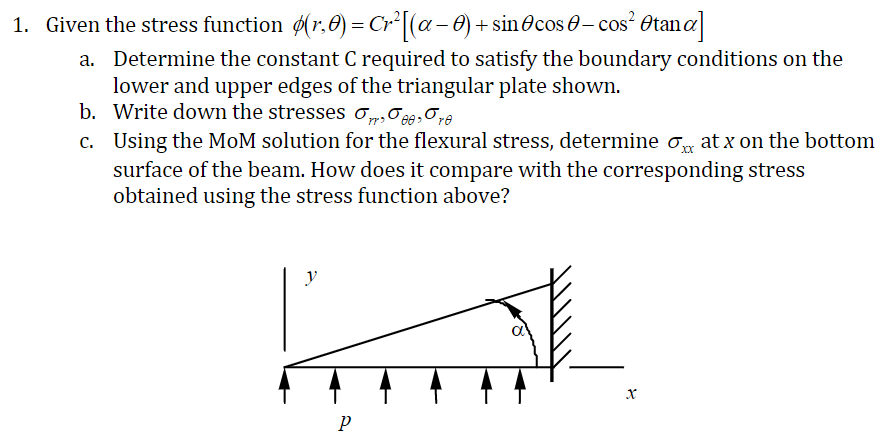 1. Given the stress function | Chegg.com