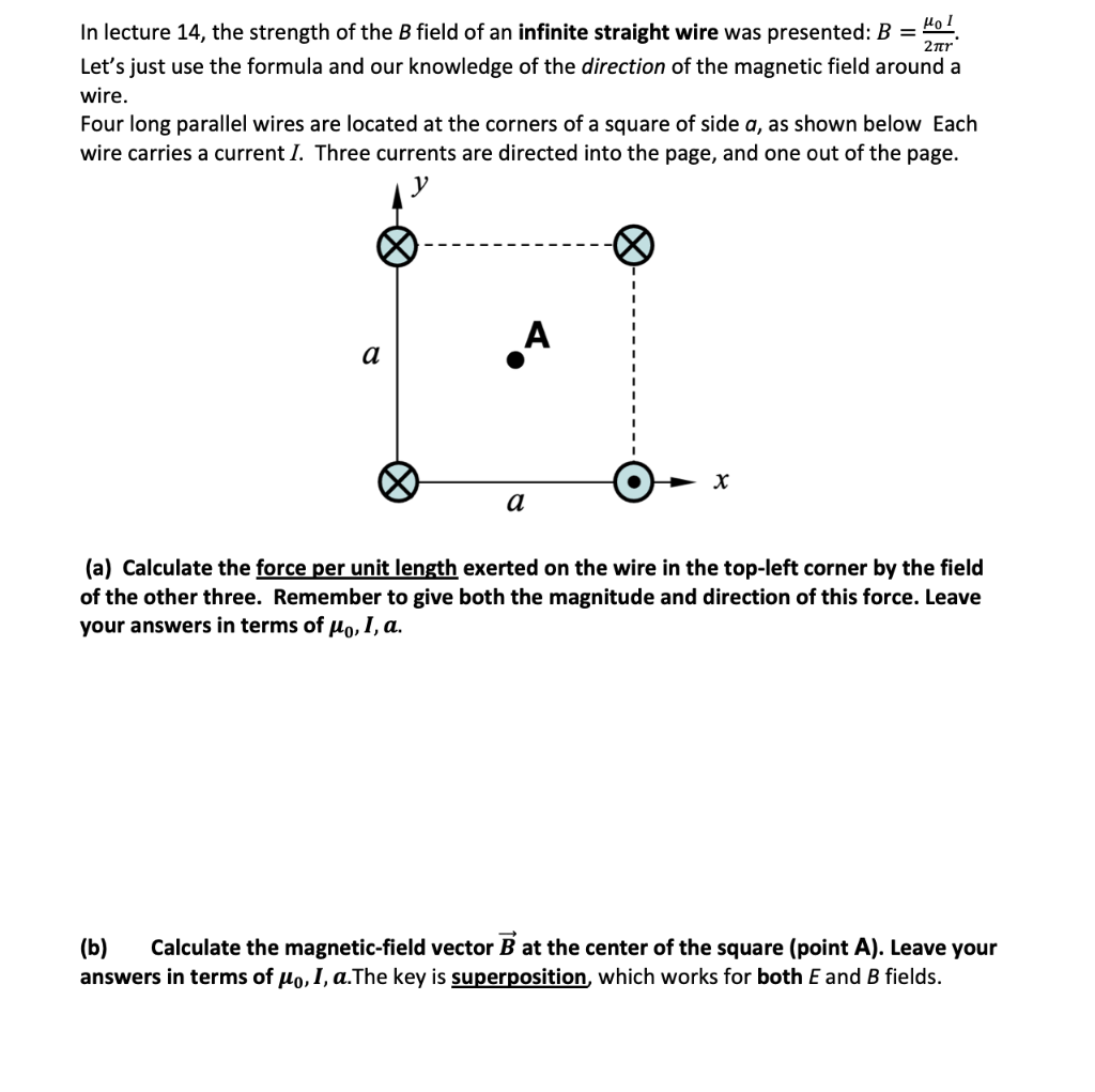 Solved 2tr In lecture 14, the strength of the B field of an | Chegg.com