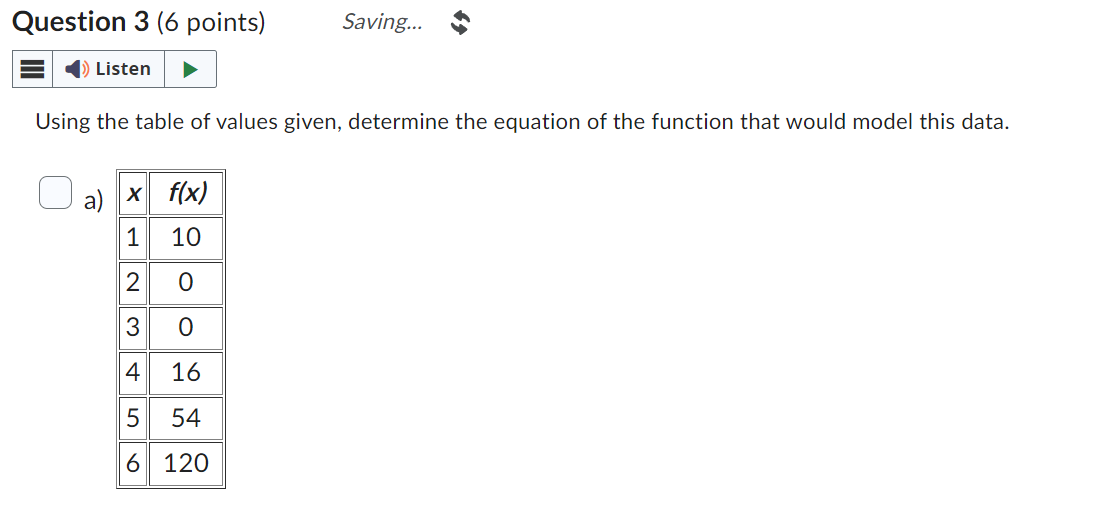 Solved Using the table of values given, determine the | Chegg.com