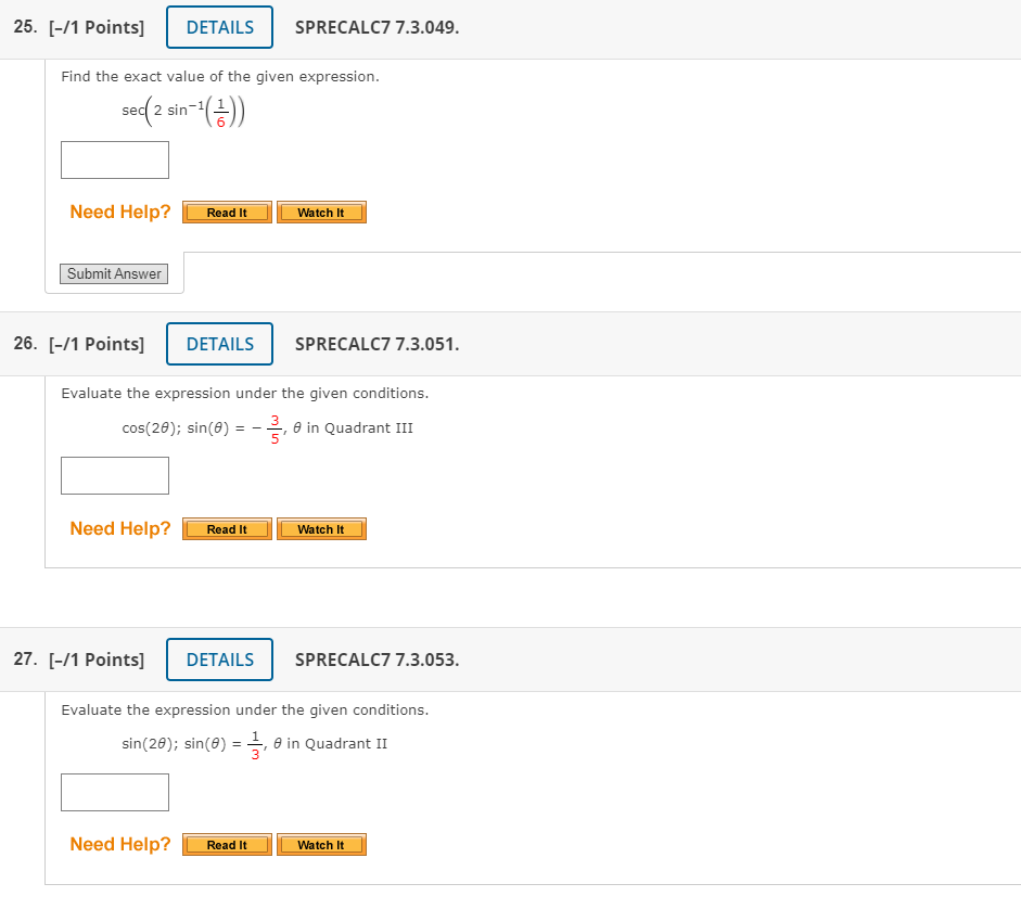 Solved 25. [-/1 Points] DETAILS SPRECALC7 7.3.049. Find the | Chegg.com