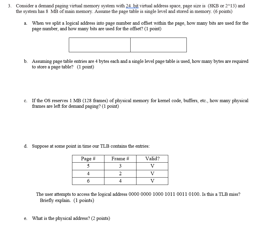 Solved 3. Consider a demand paging virtual memory system | Chegg.com