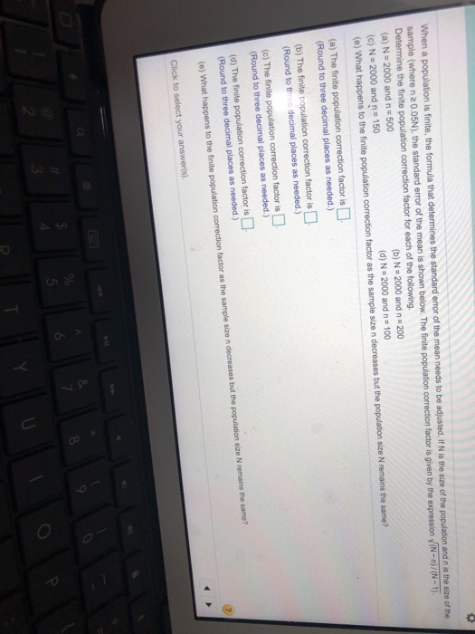 Solved When A Population Is Finite The Formula That