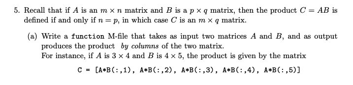 Solved Using MATLAB Instructions: For the following | Chegg.com