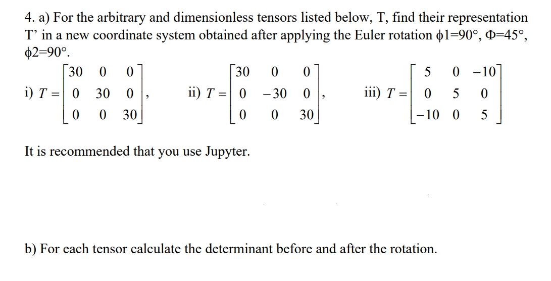 Solved a) ﻿For the arbitrary and dimensionless tensors | Chegg.com