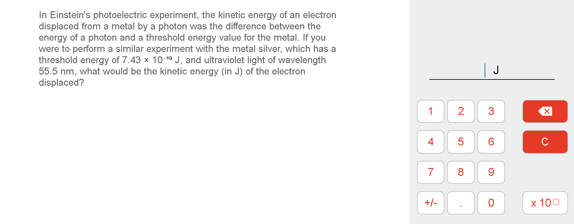 Solved In Einstein's photoelectric experiment, the kinetic | Chegg.com