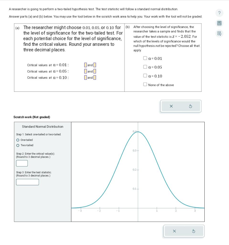 Solved A researcher is going to perform a two-tailed | Chegg.com