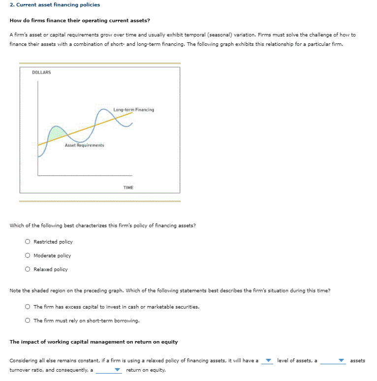 2. Current asset financing policies How do firms | Chegg.com