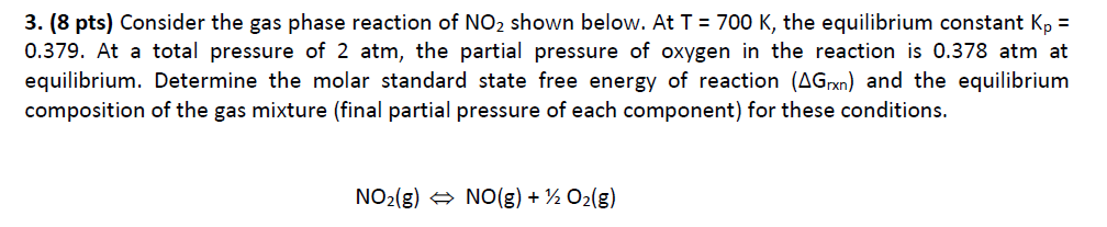 Solved 3. (8 pts) Consider the gas phase reaction of NO2 | Chegg.com