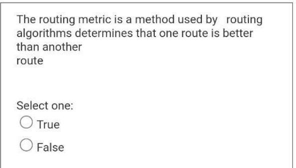 Solved The routing metric is a method used by routing | Chegg.com