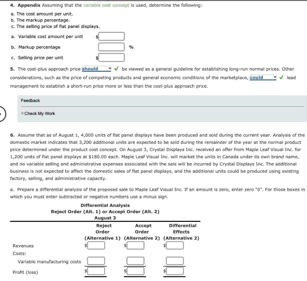 Solved 4. Appendix Assuming that the variable cost concept | Chegg.com