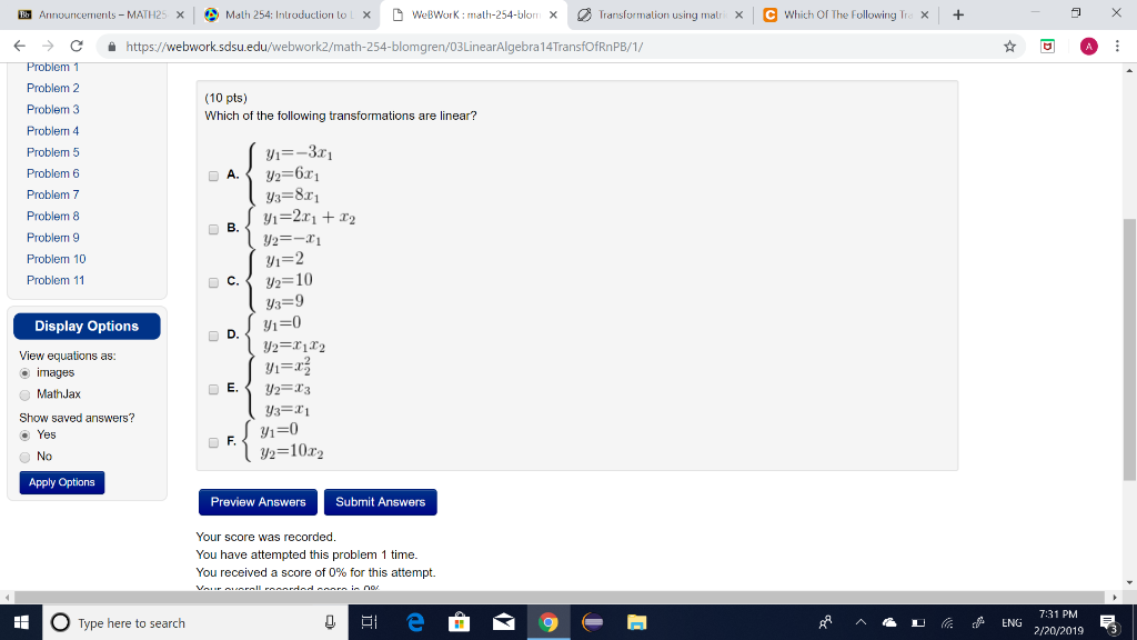 Solved Is MATH25 × Math 254: Introduction lo × | Chegg.com Solved Is MATH25 × Math 254: Introduction lo × | Chegg.com