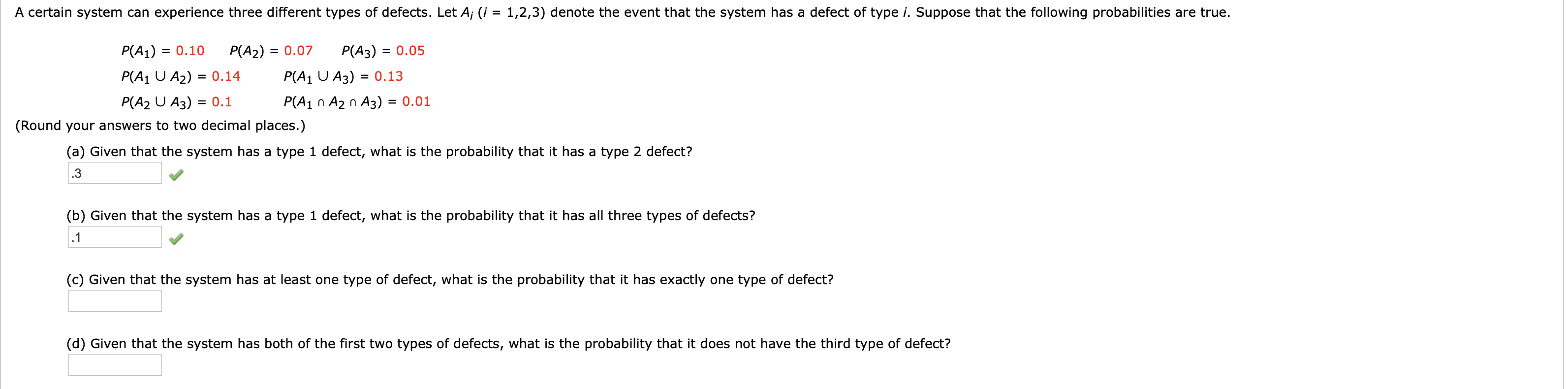 Solved A certain system can experience three different types | Chegg.com