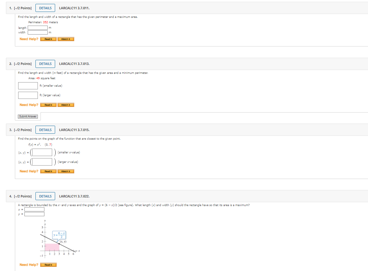 Solved 1. (-/2 Points] DETAILS LARCALC11 3.7.011. Find the | Chegg.com