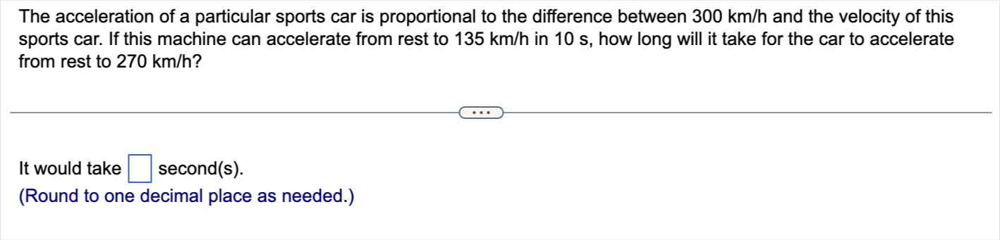 Solved The acceleration of a particular sports car is | Chegg.com