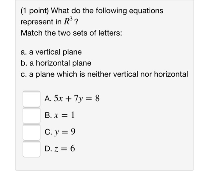 Solved (1 point) What do the following equations represent | Chegg.com