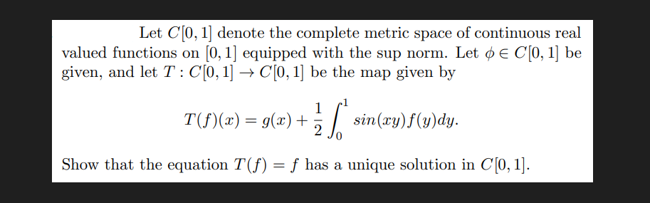 Solved Let C[0,1] denote the complete metric space of | Chegg.com