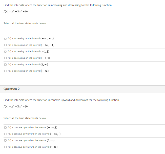 Solved Find the intervals where the function is increasing | Chegg.com