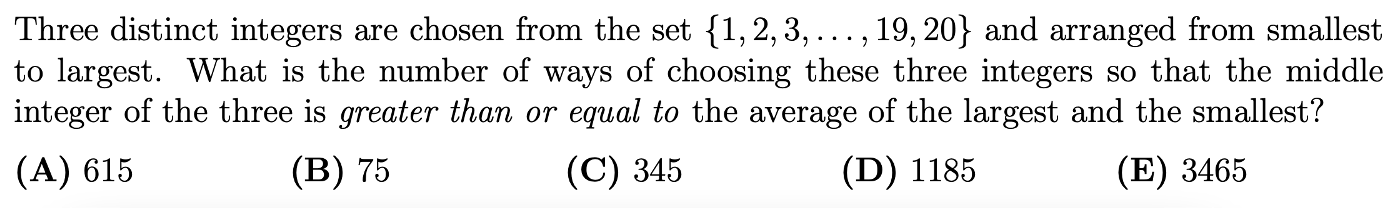 Solved Three distinct integers are chosen from the set {1, | Chegg.com