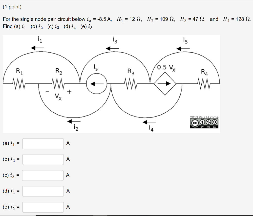 Solved (1 point) For the single node pair circuit below is = | Chegg.com