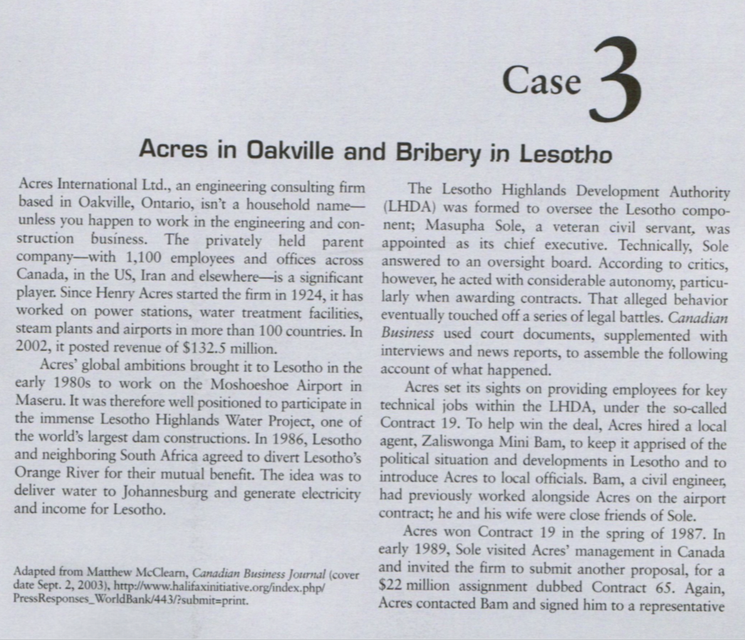 Solved Acres in Oakville and Bribery in Lesotho Acres | Chegg.com