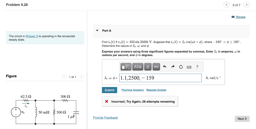 Solved The circuit in is operating in the sinusoidal steady | Chegg.com