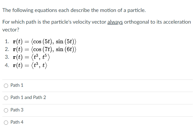 Solved The following equations each describe the motion of | Chegg.com