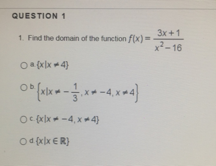 Solved Find The Domain Of The Function F X 3x 1 X 2