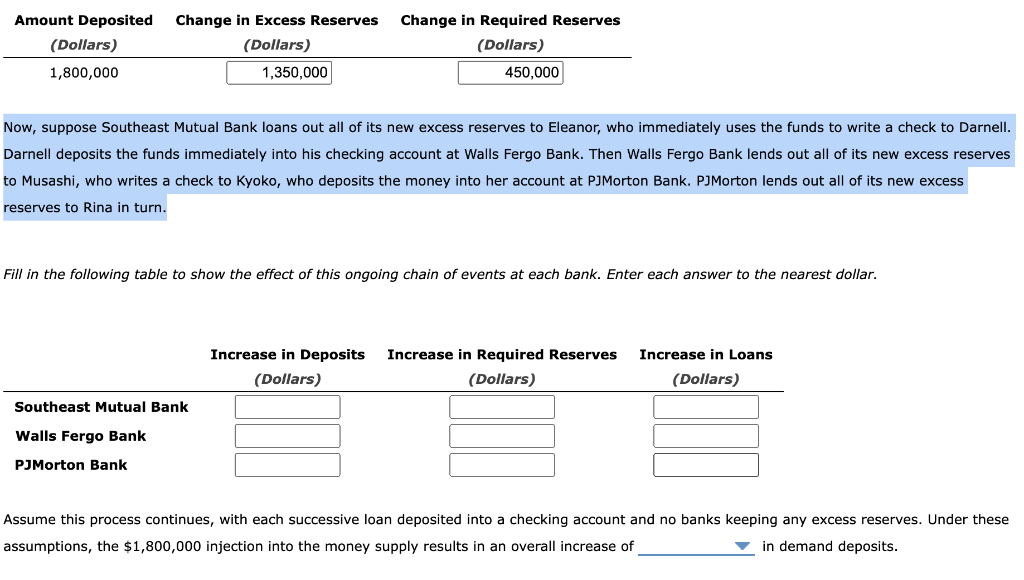 Solved Now, suppose Southeast Mutual Bank loans out all of | Chegg.com