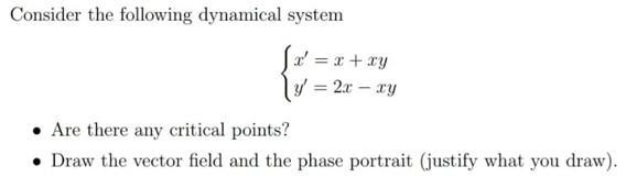 Solved Consider the following dynamical system | Chegg.com