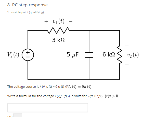 Solved 7. RC circuit with switch 1 possible point | Chegg.com