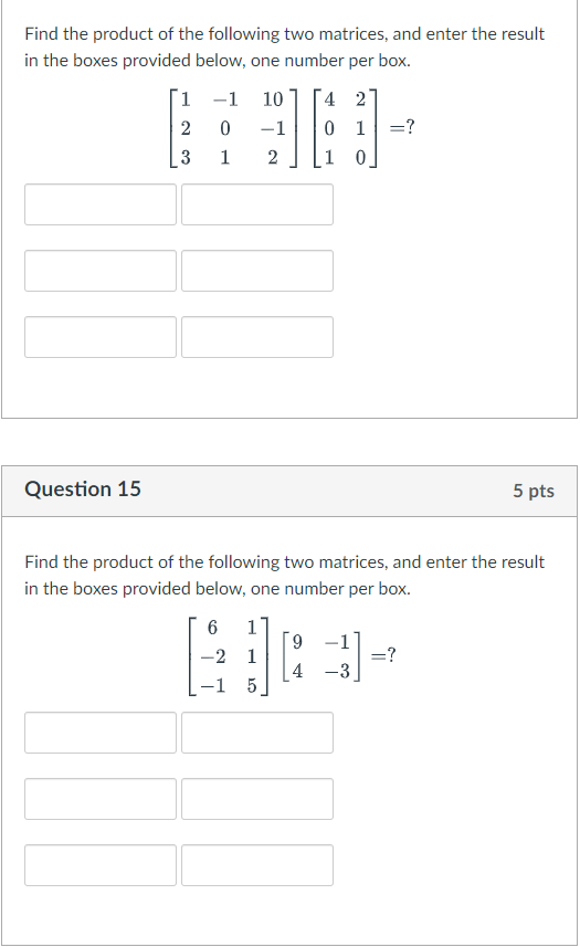 Solved Subtract the following matrices and enter the final | Chegg.com