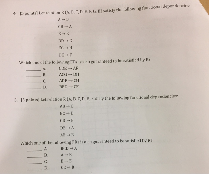Solved 4. 15 points] Let relation R (A, B, C, D, E, F, G, H) | Chegg.com