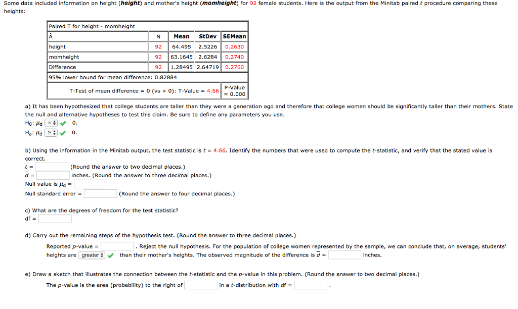 Solved Some data included information on height (height) and | Chegg.com